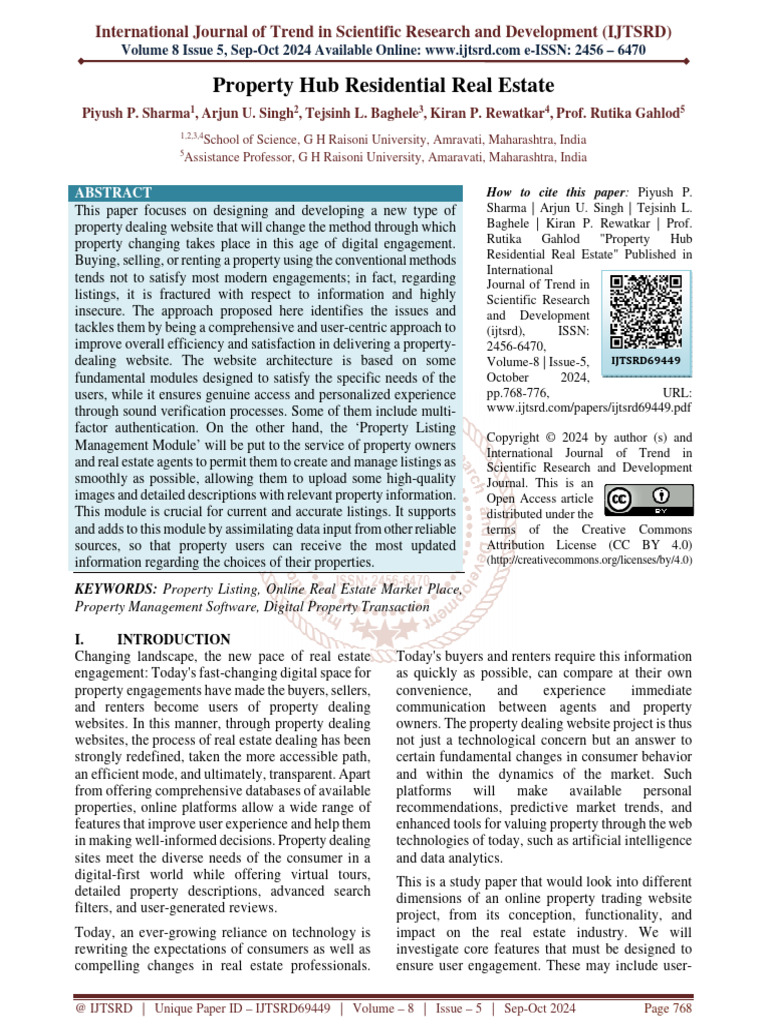 Property Hub Residential Real Estate | PDF | Usability | Performance Indicator