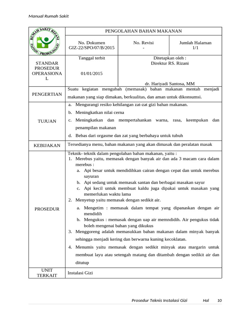 Pengolahan Bahan Makanan | PDF