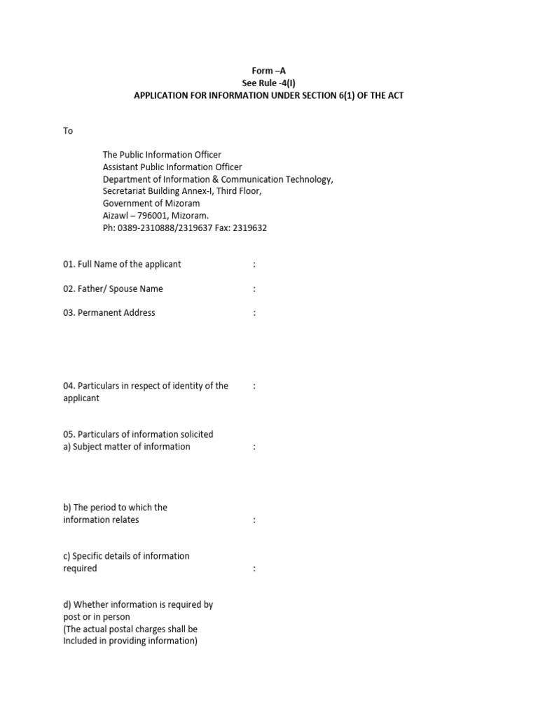 Microsoft Word - RTI Appln Section 6 | PDF