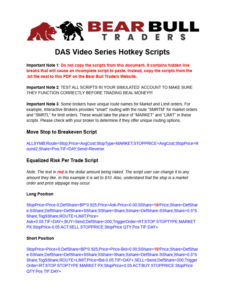 DAS Video Series Hotkey Scripts | PDF | Financial Markets