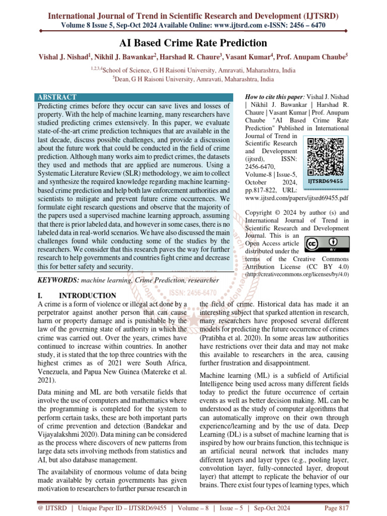 AI Based Crime Rate Prediction | PDF | Machine Learning | Geographic ...