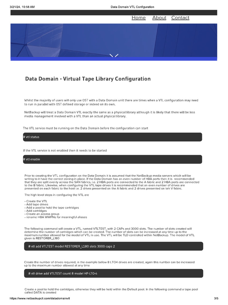 Data Domain VTL Configuration | PDF