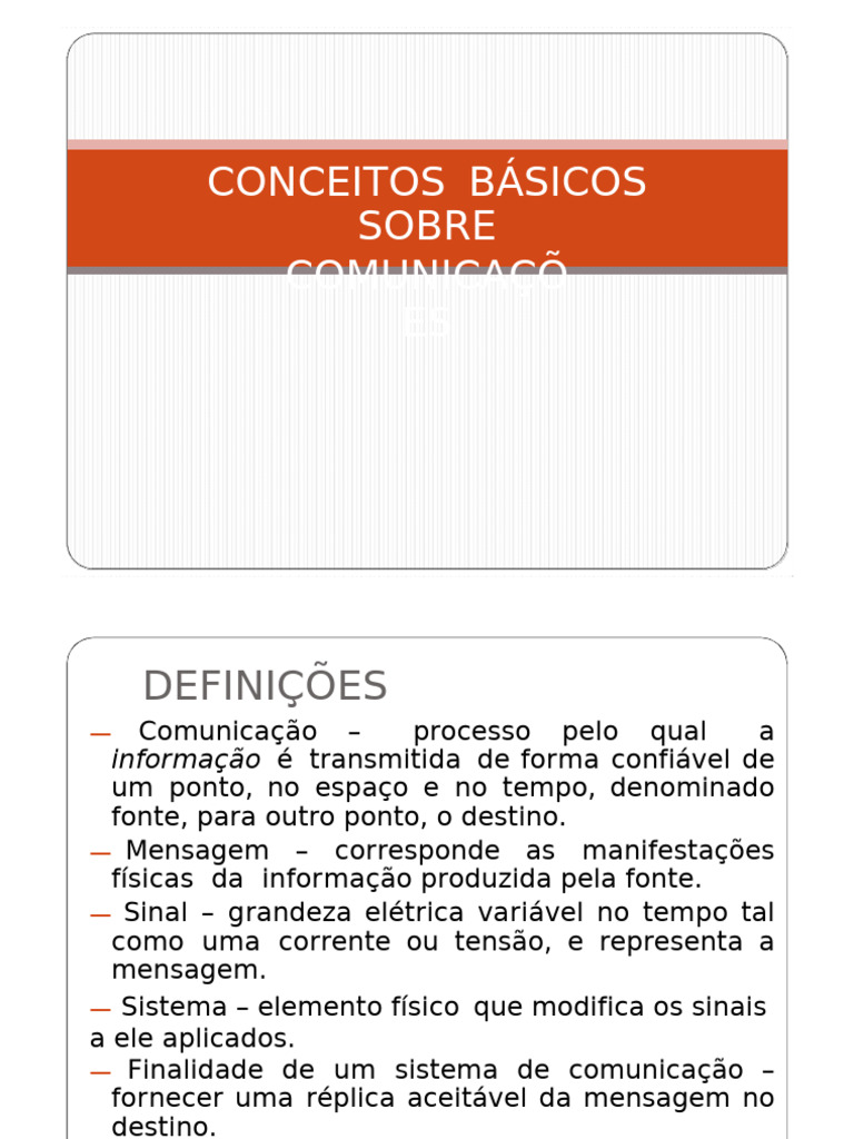 AULA 1 Conceitos Basicos Sobre Comunicacoes | PDF | Sem fio | Rede de computadores