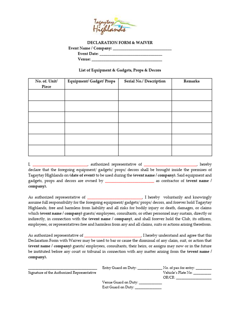 SUPPLIER'S DECLARATION FORM | PDF
