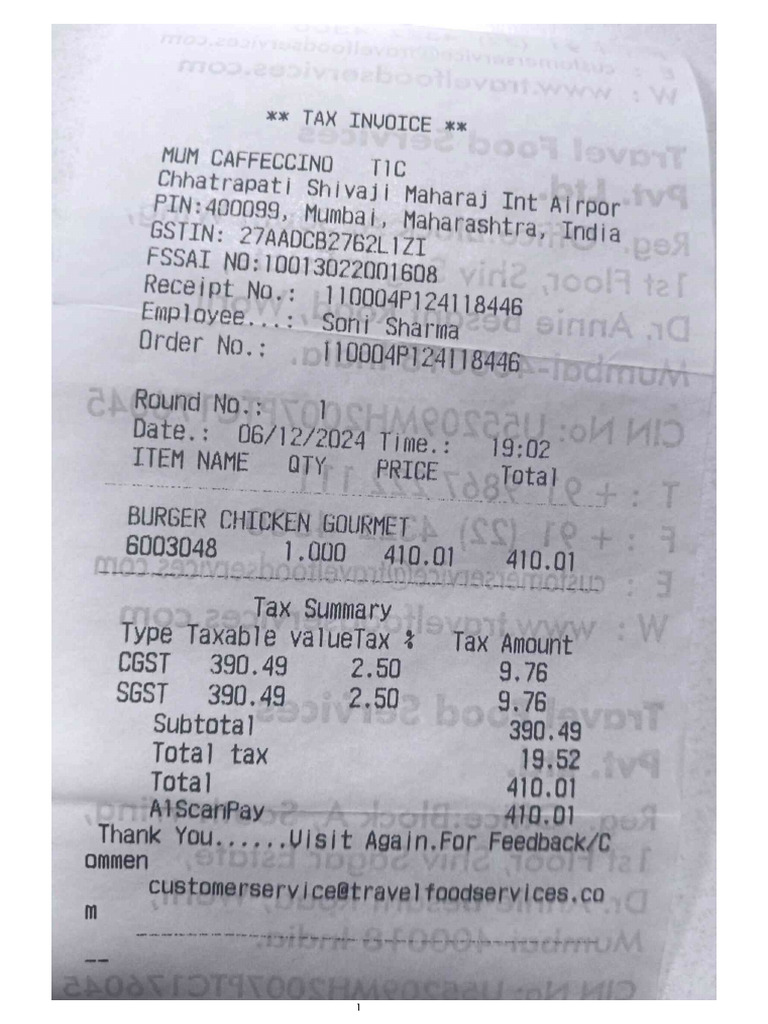 Dinner Bill - Satish | PDF