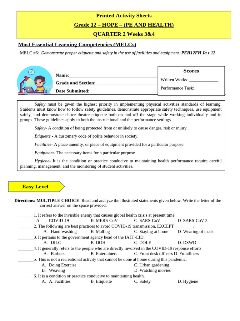 HOPE12 AS Q2 W34 BANGAproj QAd-lmv | PDF | Hygiene | Etiquette