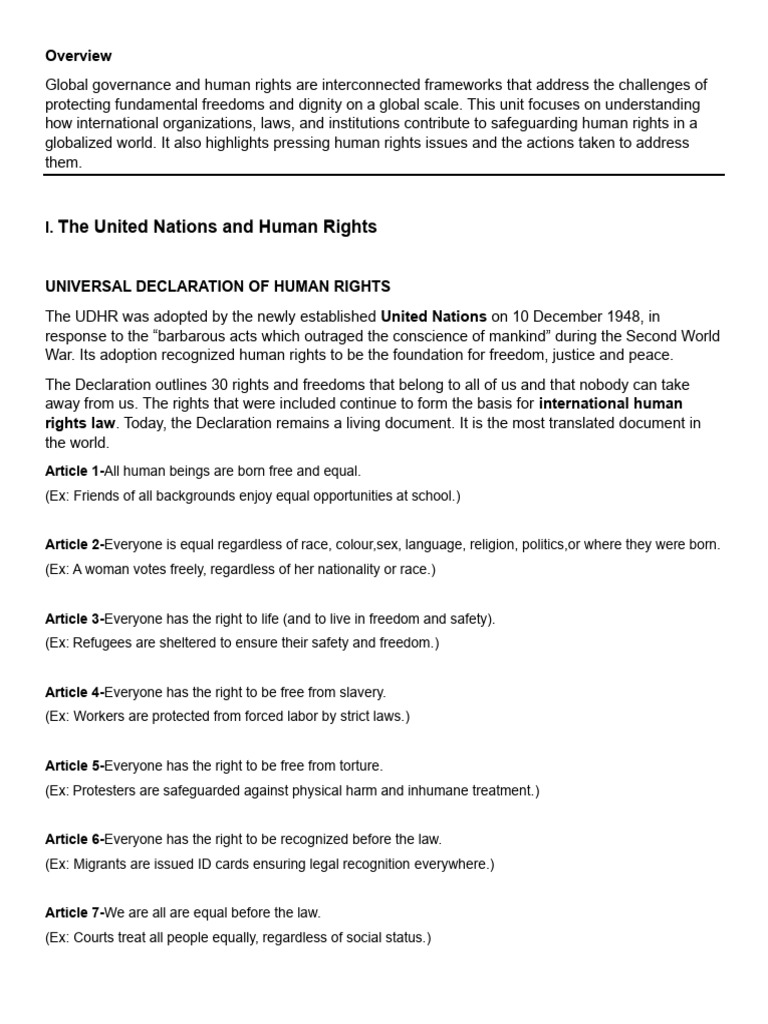Unit 12 Global Governance and Human Rights | PDF | Human Rights ...