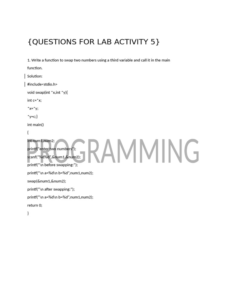 Lab Activity5 Vinay Kapoor | PDF | Pointer (Computer Programming) | Integer (Computer Science)