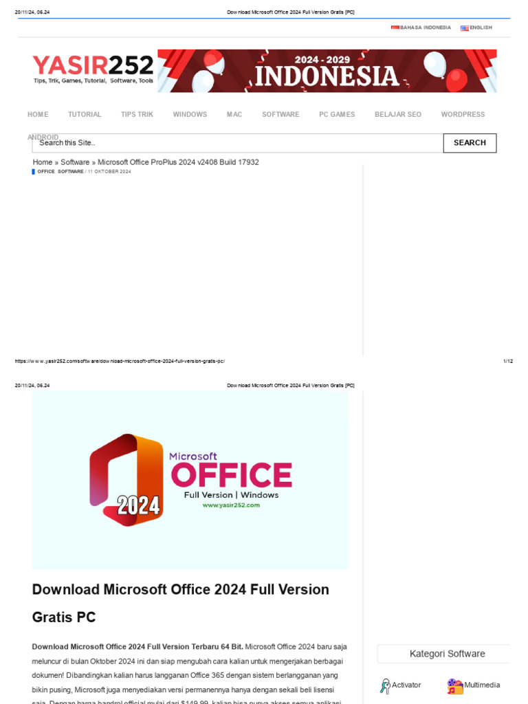Microsoft Office 2024 Full Version Gratis (PC) | PDF