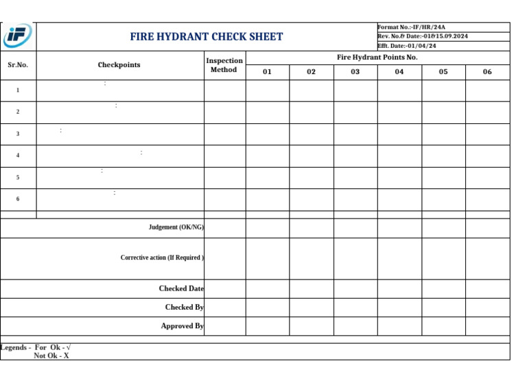 24A.IF-HR-24A_Fire Hydrant Check Sheet | PDF