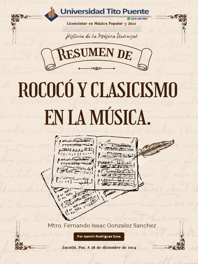 Resumen de Rococo y Clasicismo en La Música | PDF | Periodo Clásico ...