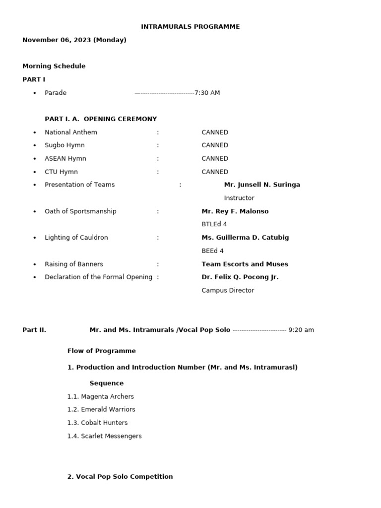 Intramurals Programme | PDF | Athletic Sports | Sports