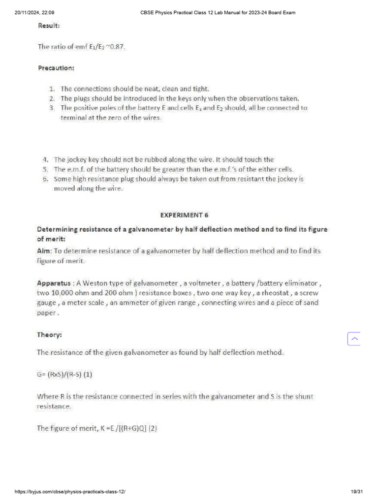 CBSE Physics Practical Class 12 Lab Manual For 2023-24 Board Exam | PDF
