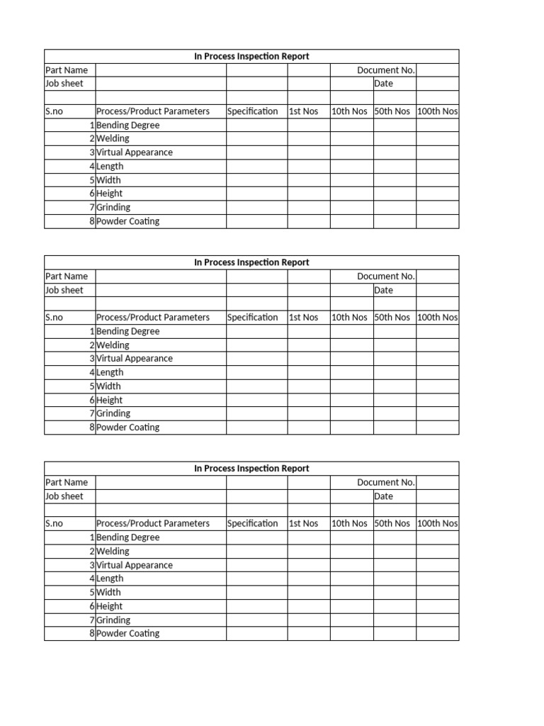 4.5 In process Inspection report | PDF