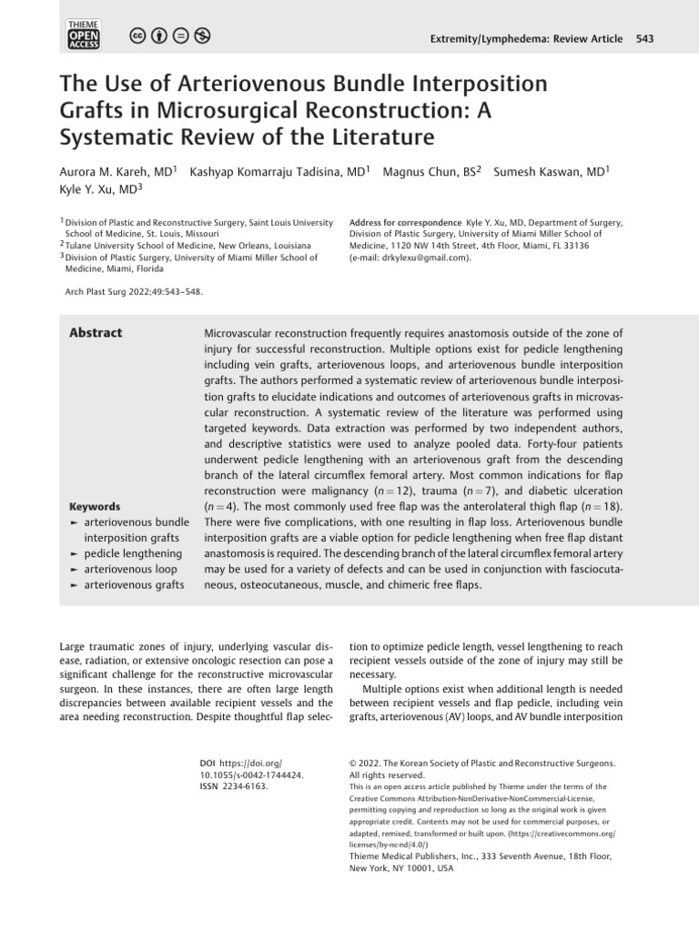 The Use of Arteriovenous Bundle Interposition Grafts | PDF | Vein ...