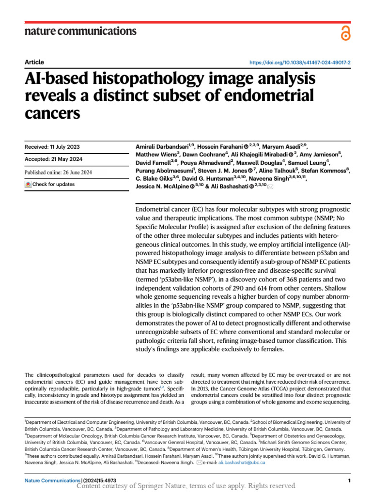AI-based Histopathology Image Analysis Reveals a d | PDF | Cancer | Immunohistochemistry