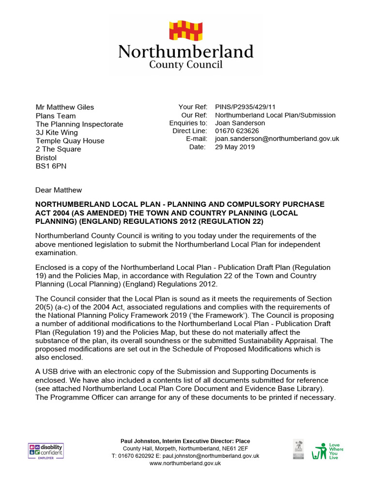 EX - NCC - 001 Letter - Submission of Local Plan 29 May 2019 | PDF ...