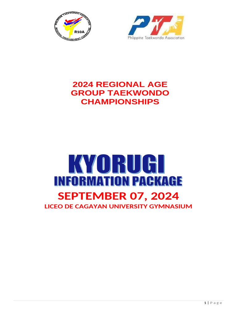 Kyorugi 2024 REGIONAL AGE GROUP TAEKWONDO CHAMPIONSHIPS | PDF ...