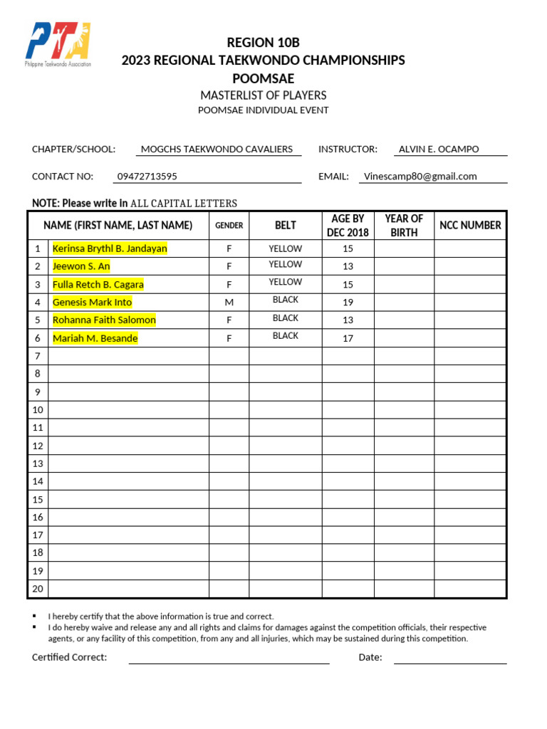POOMSAE EVENT Final | PDF