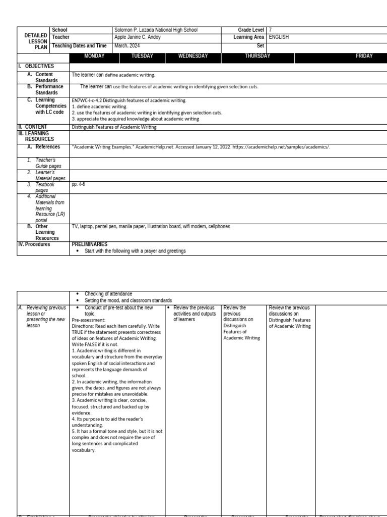 April 1st week | PDF | Learning | Writing