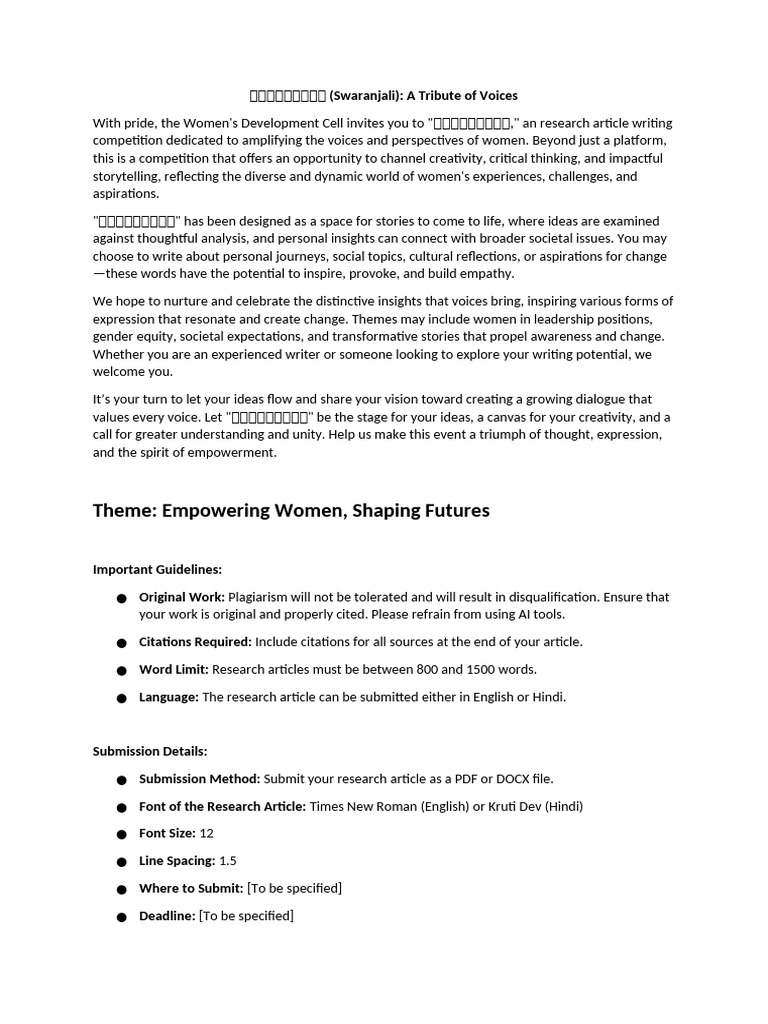 Research and Article Competition, by Shubham and Shaivi | PDF ...