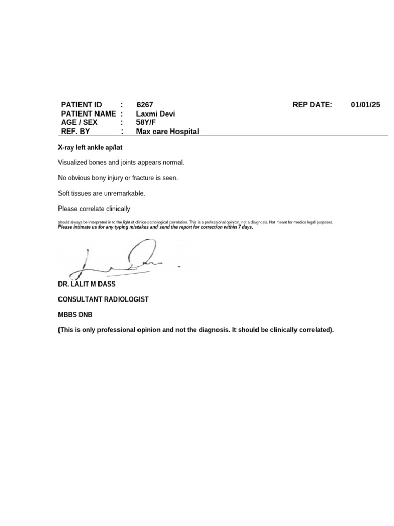 Xray Report - 104 | PDF