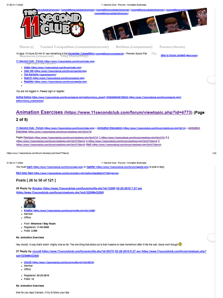 Animation Exercises Discussion Forum | PDF | Internet Forum | Body Language