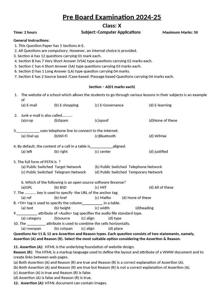 Half Yearly Examination 2024 | PDF | World Wide Web | Internet & Web