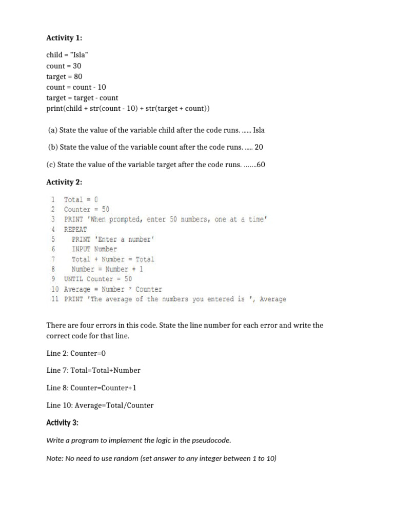 Theory Activity Week 10 - Answers | PDF