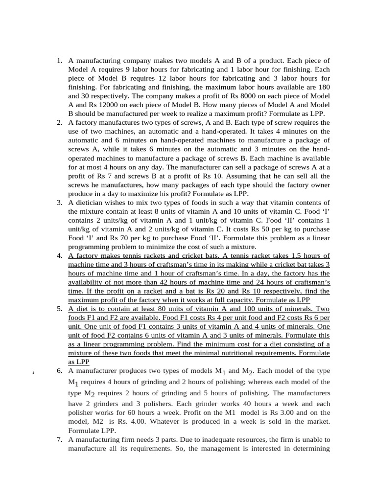 Problems On Formulation of LPP | PDF | Economies