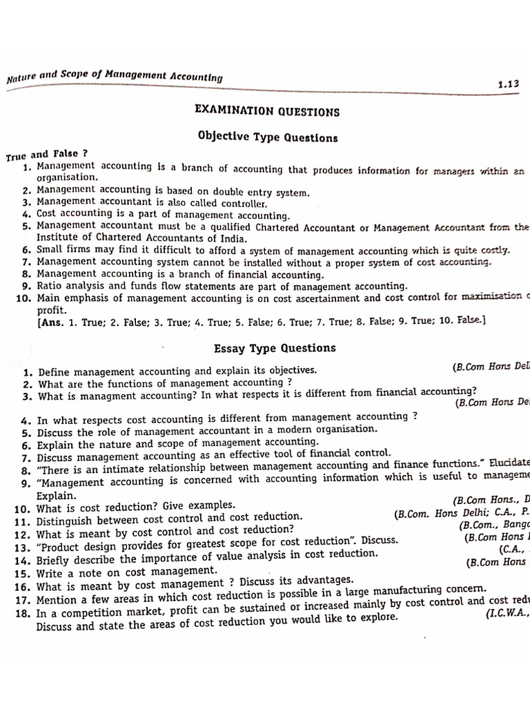 Important Objective Type Questions From Whole Syllabus ... Management ...