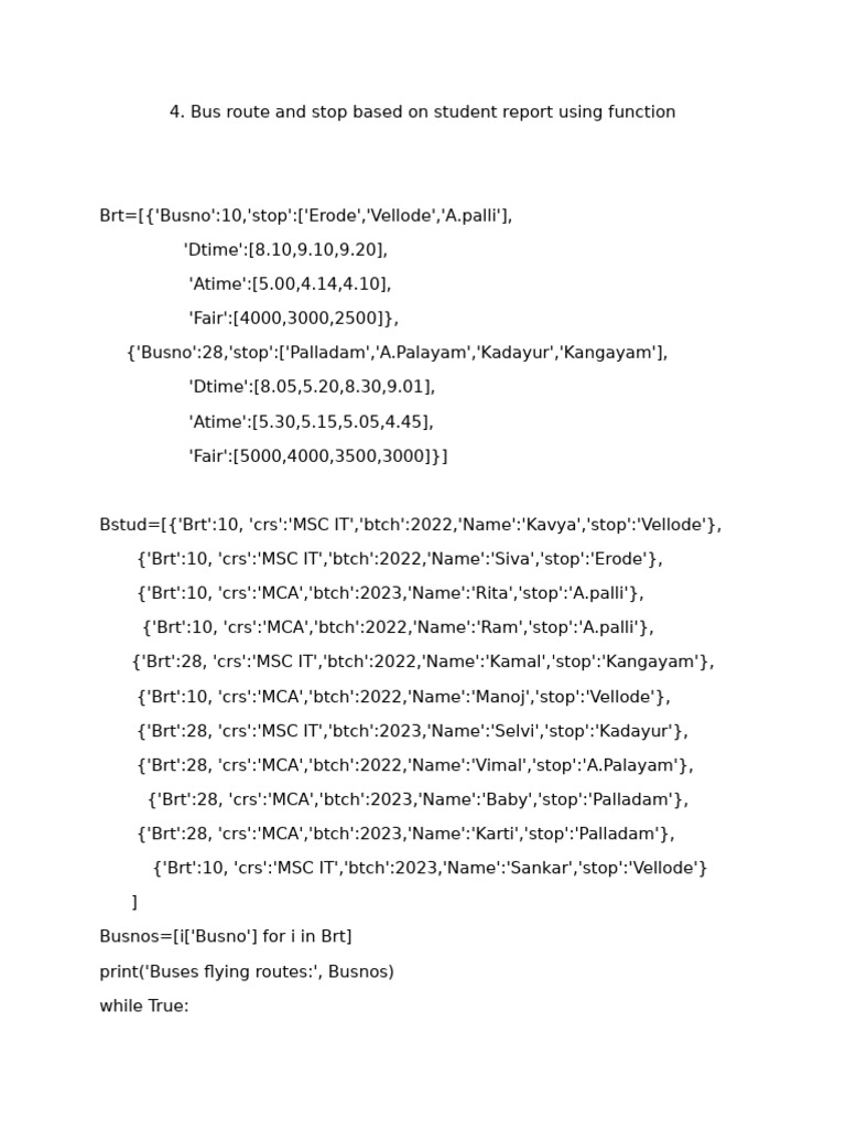 Kadayur Bus Route Student Report | PDF | Bus Transport | Public Transport