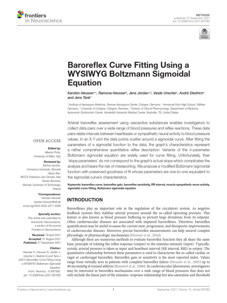 Baroreflex_Curve_Fitting_Using_a_WYSIWYG_Boltzmann | PDF | Blood Pressure | Logistic Function