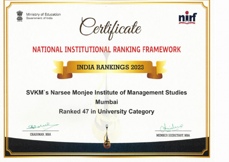 NIRF-2023-University-Certificate | PDF