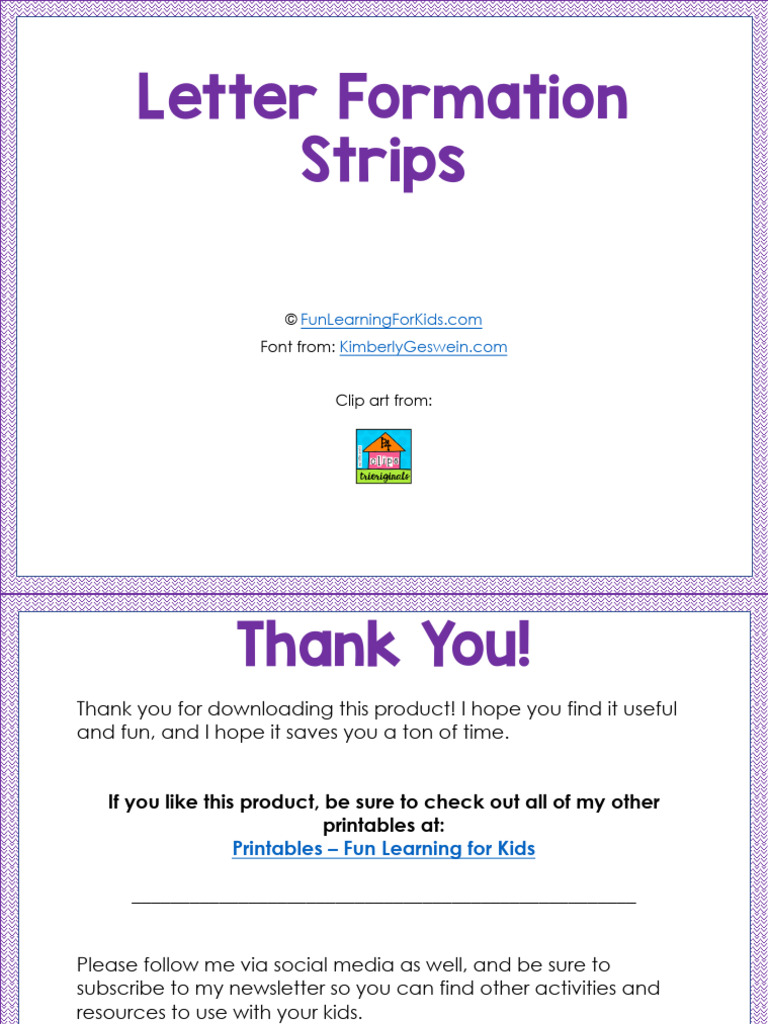 Letter Formation Practice Strips | PDF