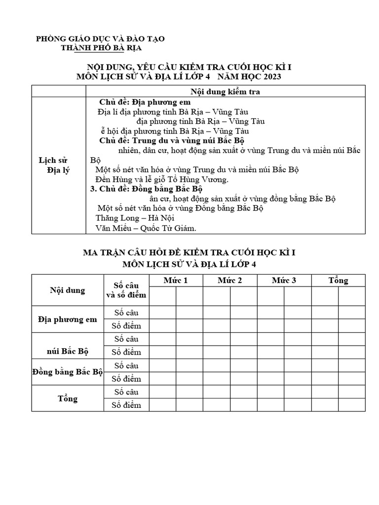 Ma Tran de Su Dia NH 23 24 | PDF