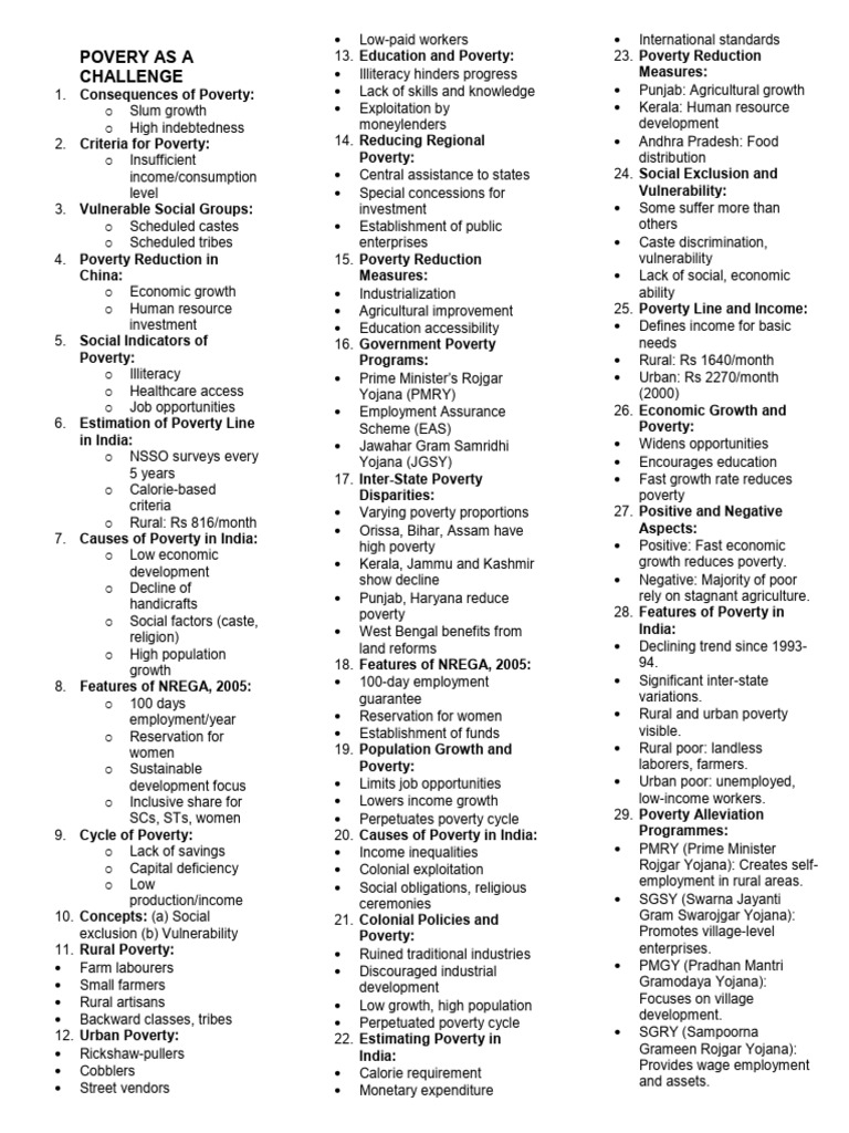 Poverty As A Challenge Key Points | PDF | Poverty | Poverty & Homelessness