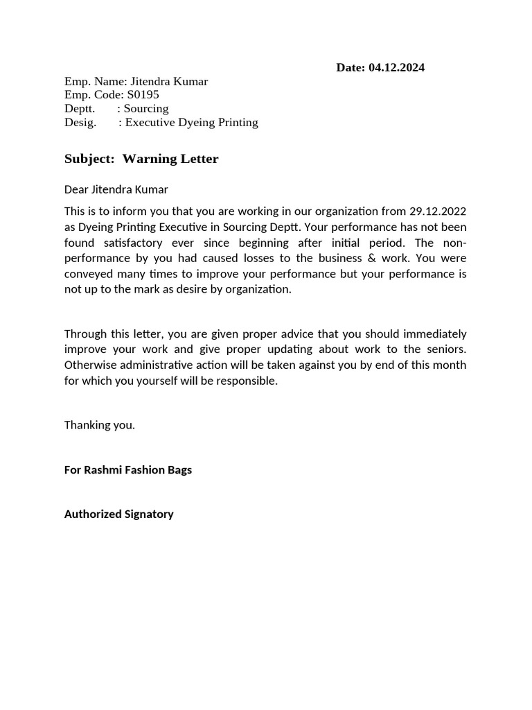 Warning Letter | PDF