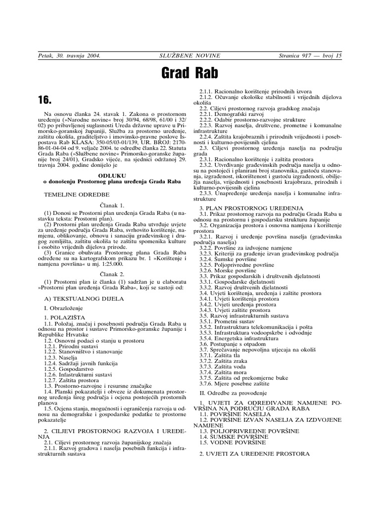 Odluke_o prostornom uređenju grada Raba | PDF