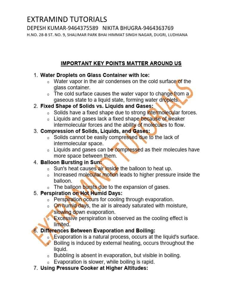 MATTER AROUND US | PDF | Evaporation | Liquids
