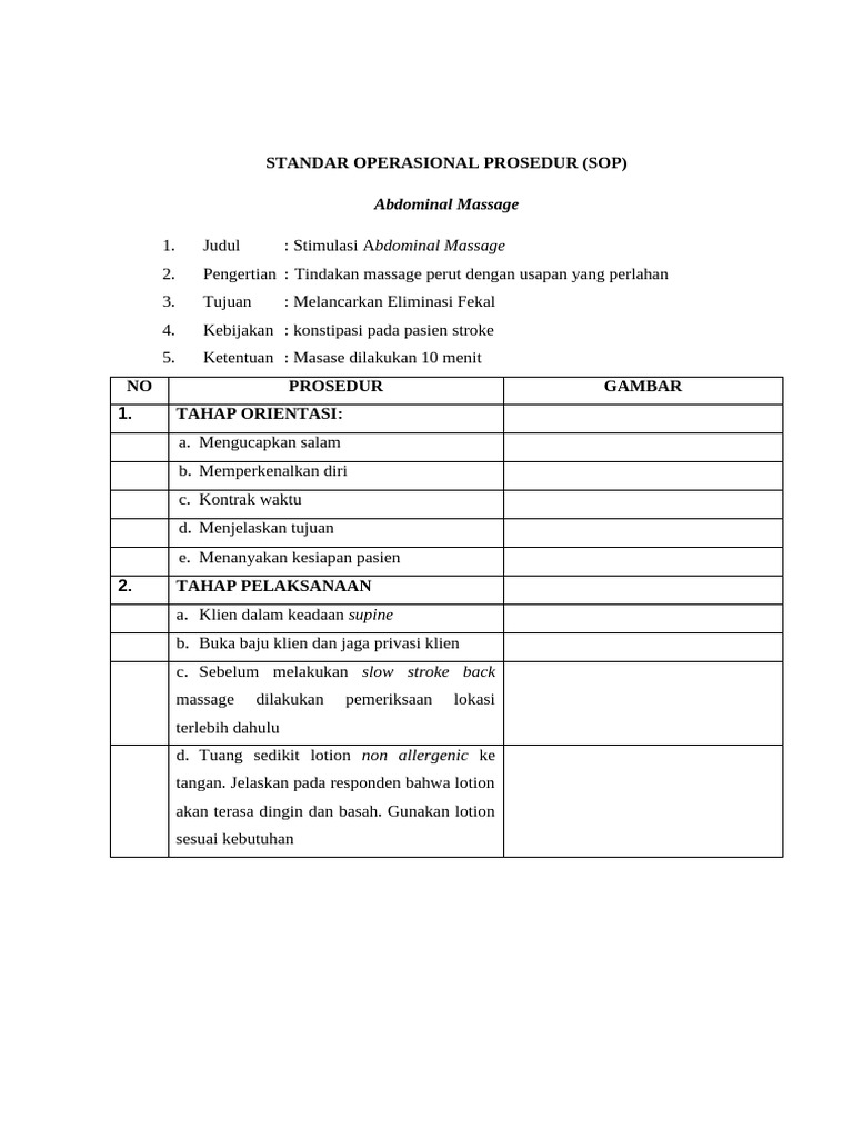 Sop Gambar Abdominal Massage | PDF