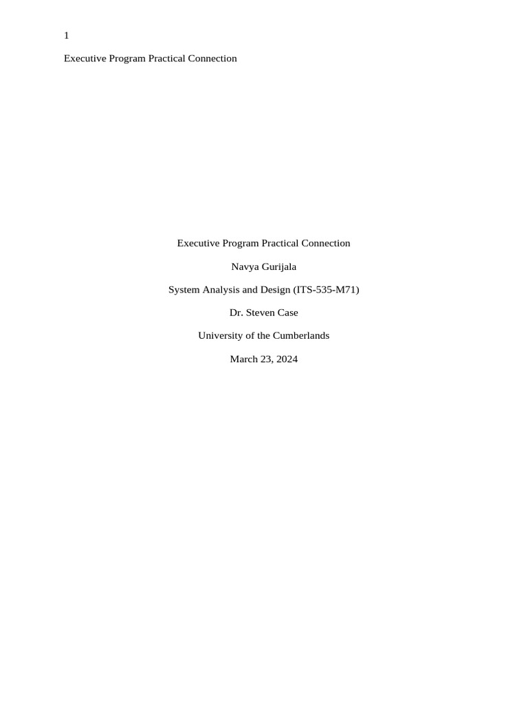 Navya - Executive Program Practical Connection | PDF | System | Analysis