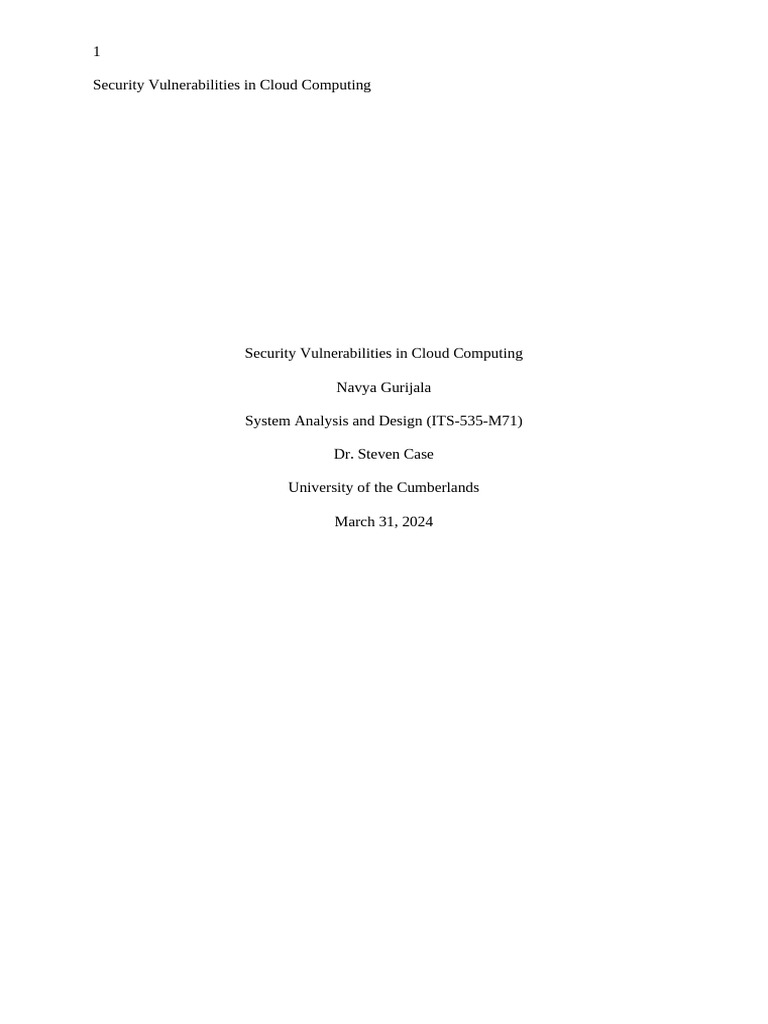 Navya - Security Vulnerabilities in Cloud Computing | PDF | Computer Security | Security