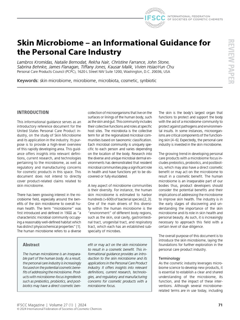 IFSCC Skin Microbiome | PDF | Dna Sequencing | 16 S Ribosomal Rna