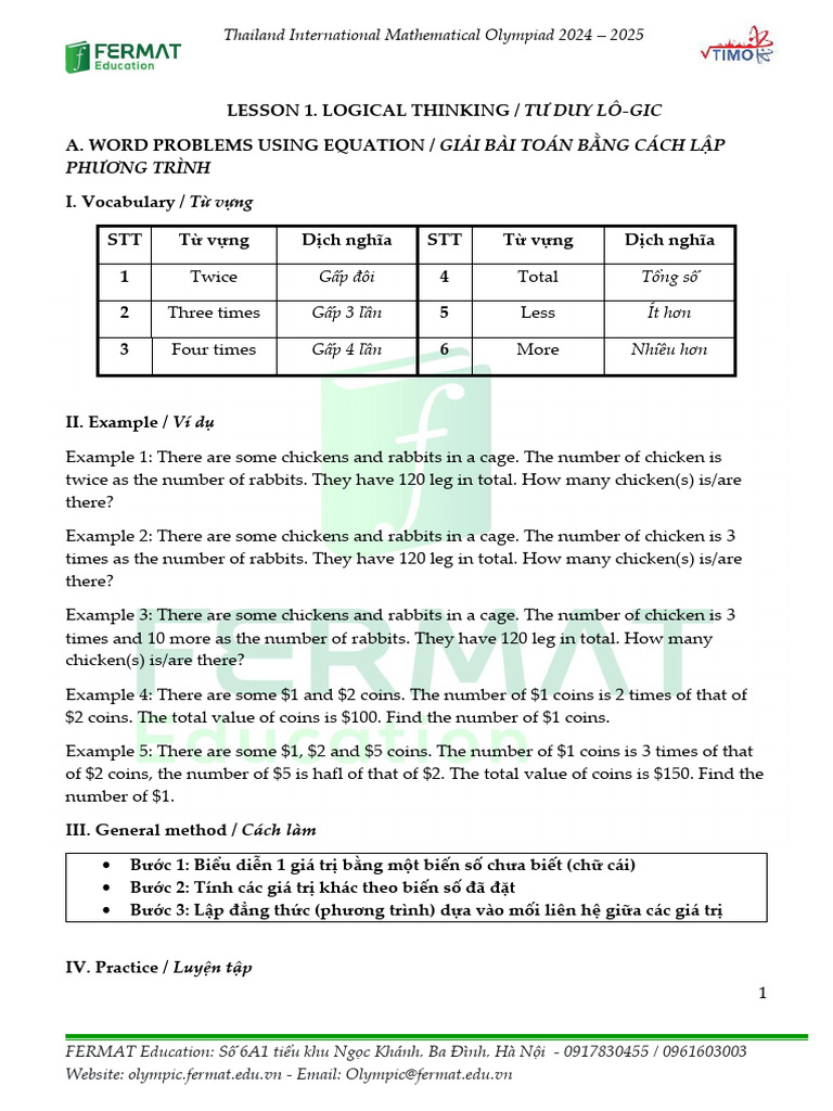 LESSON 1. Logical Thinking (1) | PDF