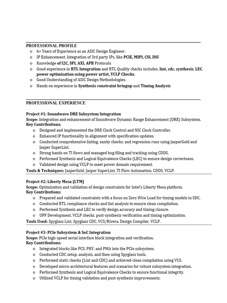 resume1 | PDF | Logic Synthesis | Field Programmable Gate Array