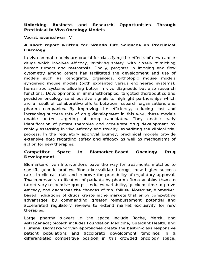Research advantage of in vivo preclinical oncology models_Review | PDF ...