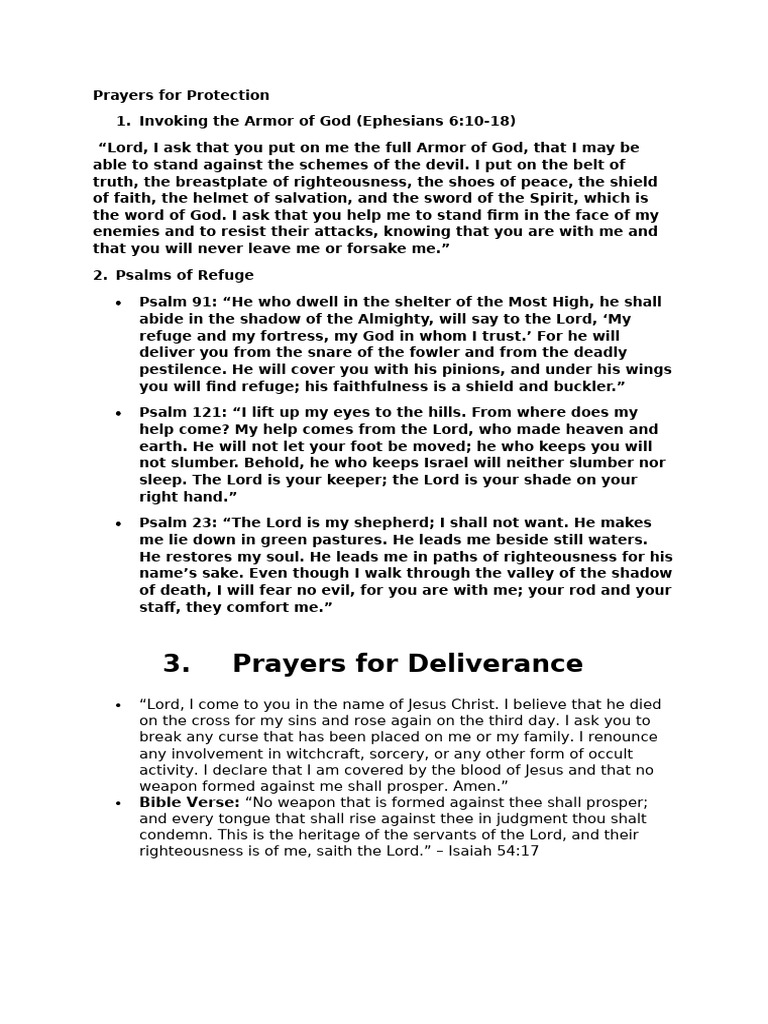Prayers for Protection | PDF | Prayer | Armor Of God