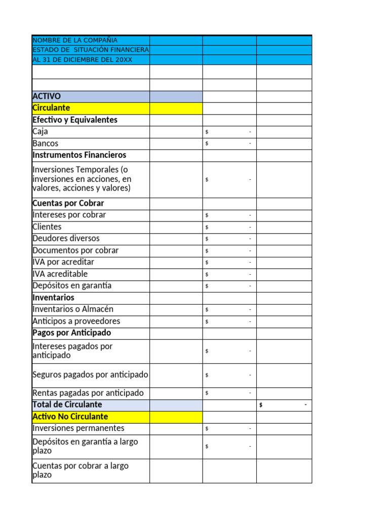 PARA CLASE BALANCE FORMATO | PDF | Corporaciones | Servicios financieros