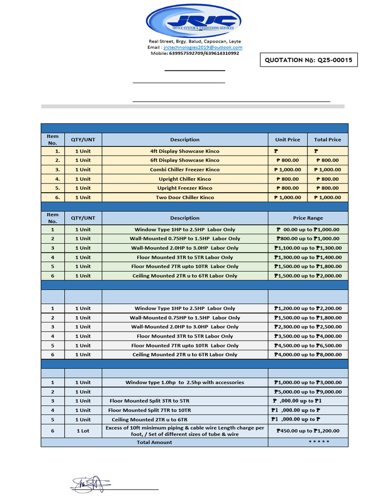 Preventive Maintenance Quotation for AC Units | PDF | Building ...